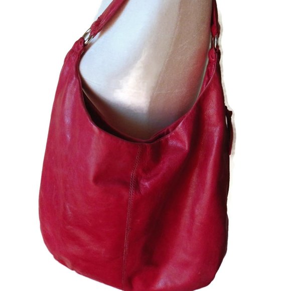 HOBO | Bags | Red Leather Hobo Shoulderbag Large Satchel Hobo The ...